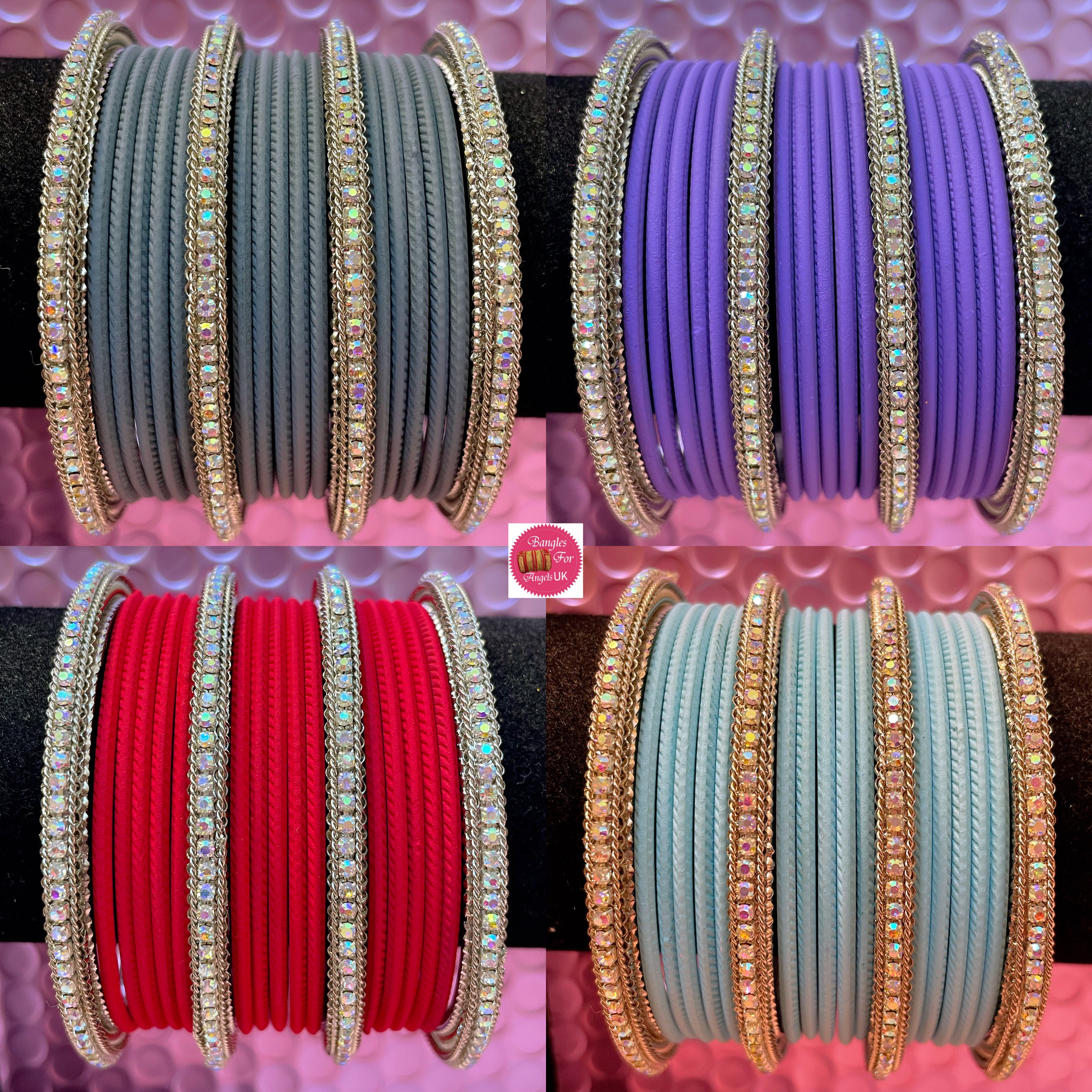 Silver Metal Bangles Set- Various Colours – Bangles For Angels UK