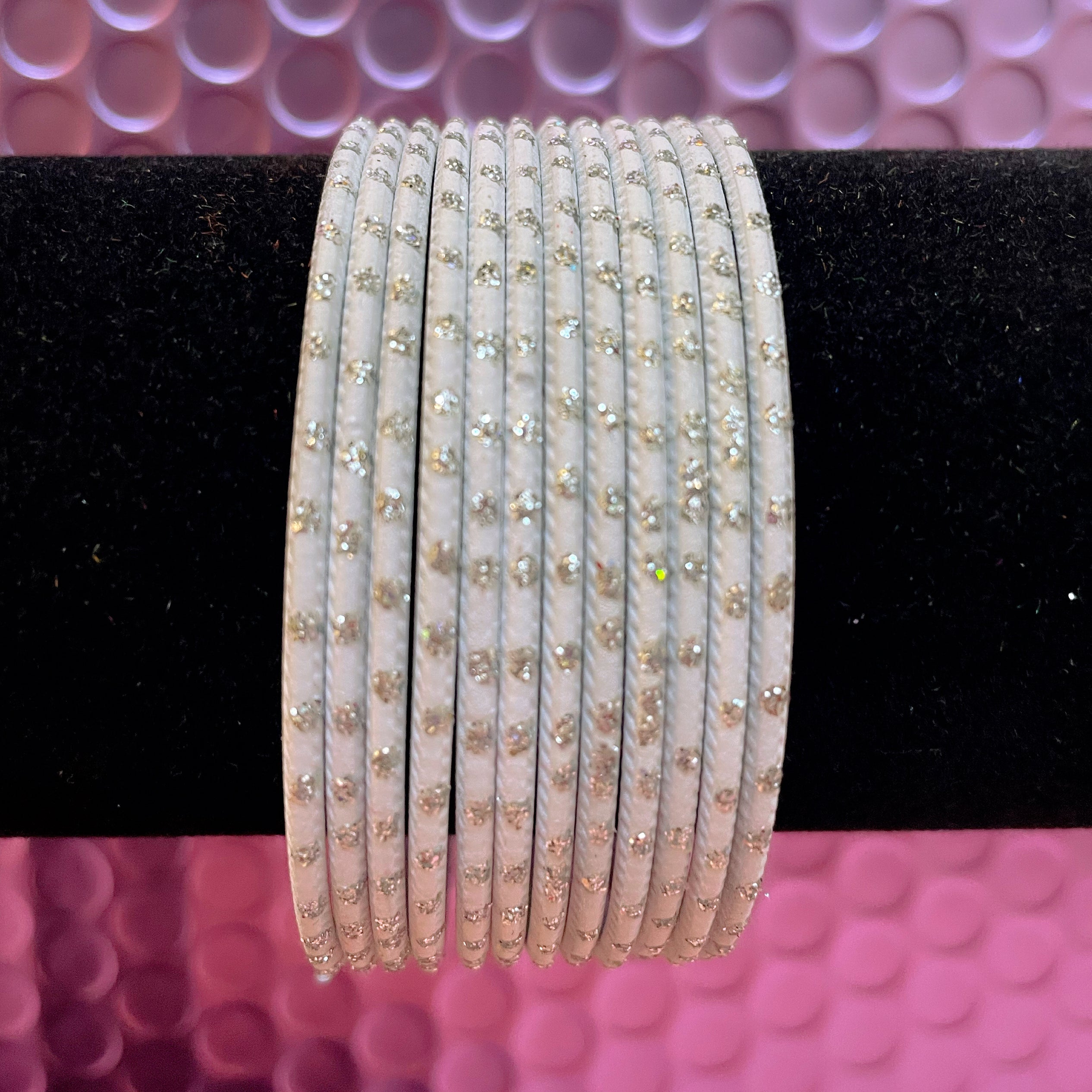 Dotted White Metal Bangles – Bangles For Angels UK