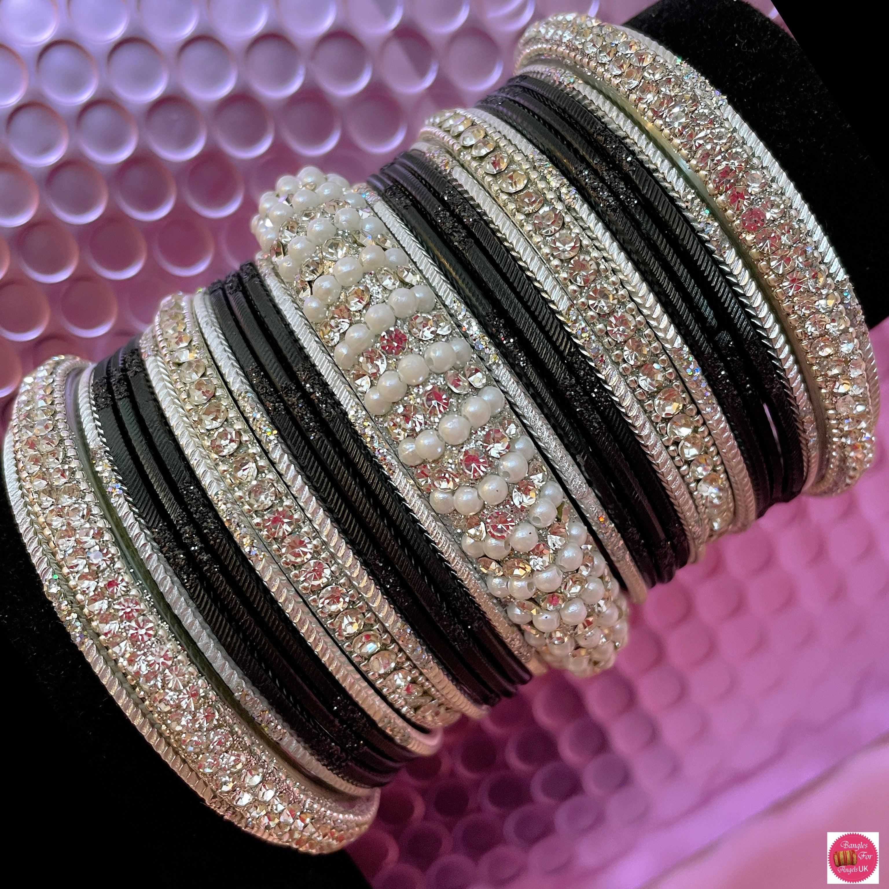 Silver Bangle Set- Black – Bangles For Angels UK