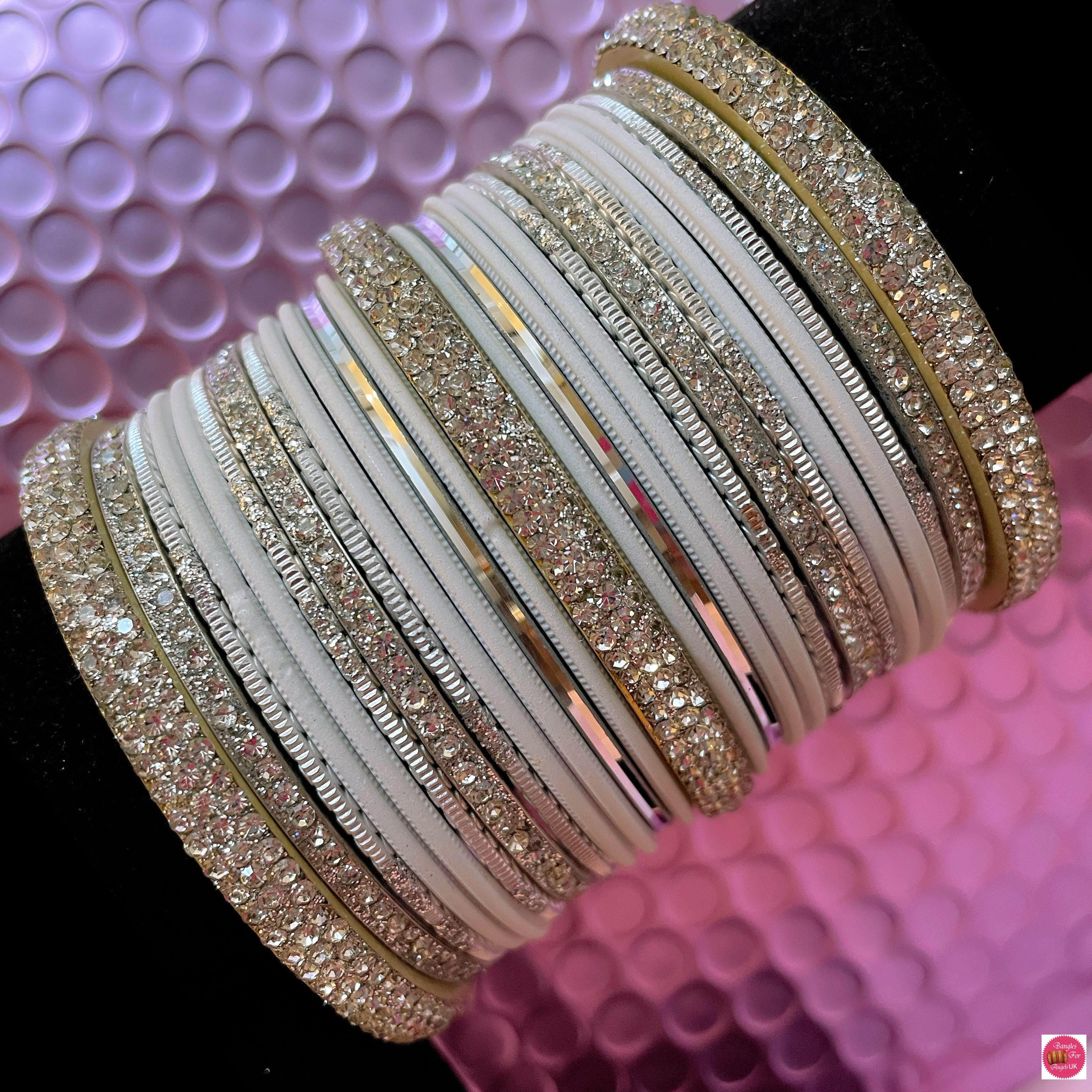 White & Silver Metal Bangles Set – Bangles For Angels UK