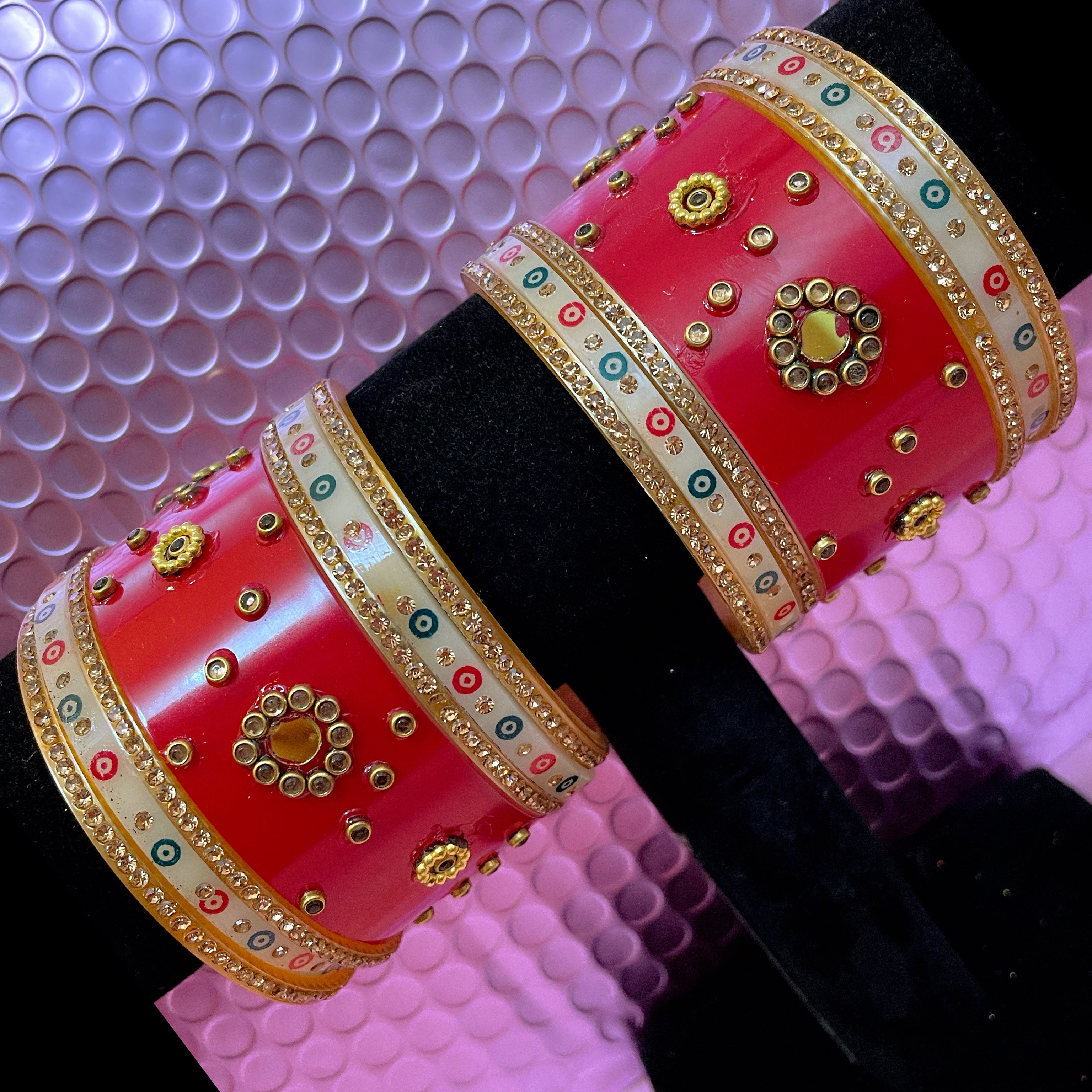 Red & Gold Plastic Chura Bangles Set – Bangles For Angels UK